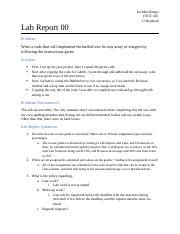 LabReport00 Docx Ka Mia Mungo CSCE 146 JJ Shepherd Lab Report 00 Problem Write A Code That