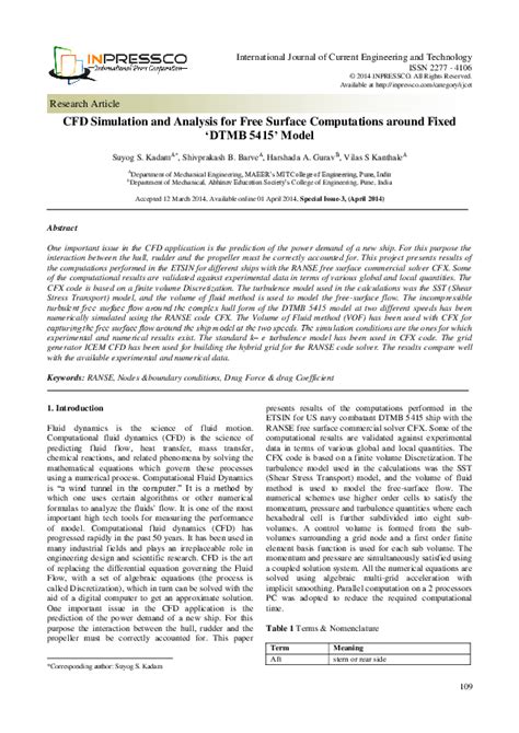 Cfd Simulation And Analysis For Free Surface Computations Around Fixed Dtmb 5415 Model