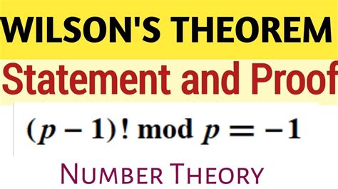 Wilsons Theorem Proof Of Wilsons Theorem Number Theory Ug Maths