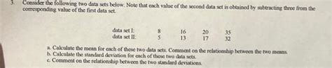 Solved Consider The Following Two Data Sets Below Note That