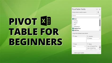 Excel Pivot Table Basics Youtube