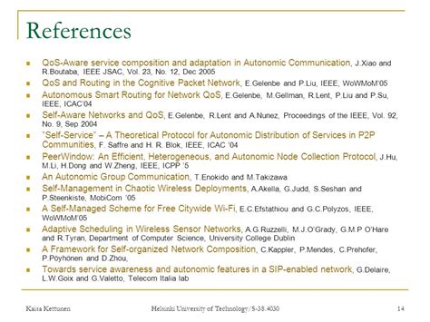 Autonomic Communication Qos Fixed Andor Next Generation Networks Kaisa Kettunen Helsinki