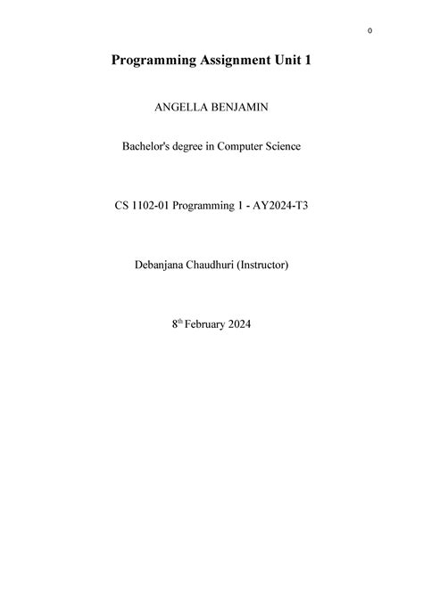 Programming Assignment Unit 1 The Program Should Prompt The User With