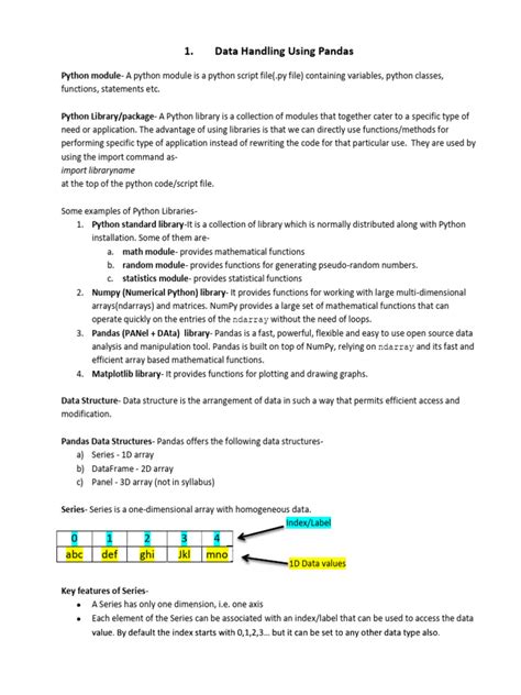 Pandas Notes 1 Pdf Python Programming Language Software Engineering
