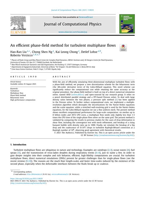 PDF An Efficient Phase Field Method For Turbulent Multiphase Flows