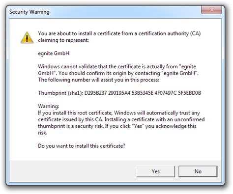 Self Signed Certificates In IE