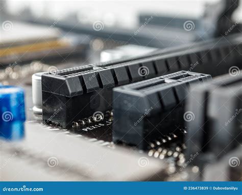 Pci Express Bus Interface Connector X16 X8 X4 X1 On The Computer Motherboard High Speed