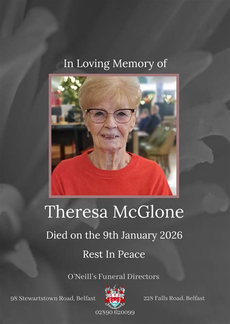 Oneills It Is With Deep Regret That We Announce The Passing Of Theresa Mcglone Rip Theresa