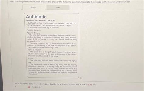 Solved Read The Drug Insert Information Provided To Answer