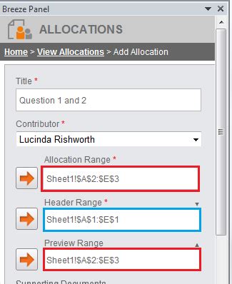 Allocation Tasks Creating An Excel Allocations Qorus Breeze Proposals Helpdesk And Knowledge