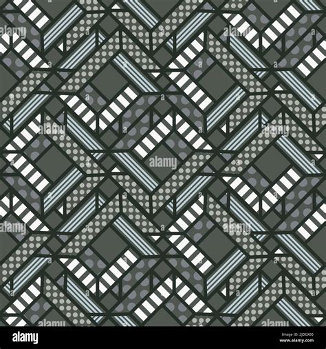 Geometric Intertwined Shapes Green Seamless Pattern Abstract Tileable Background Stock Vector