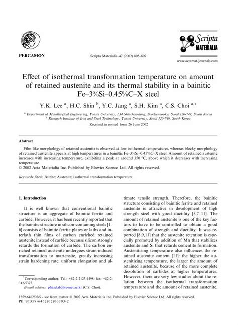 Pdf Effect Of Isothermal Transformation Temperature On Amount Of