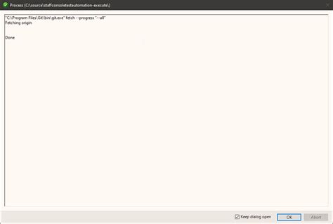 Process Window Not Showing Git Console Output Local User