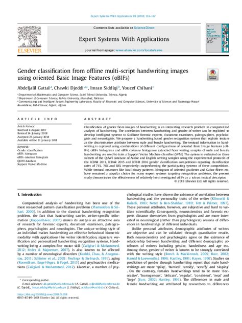Pdf Gender Classification From Offline Multi Script Handwriting Images Using Oriented Basic