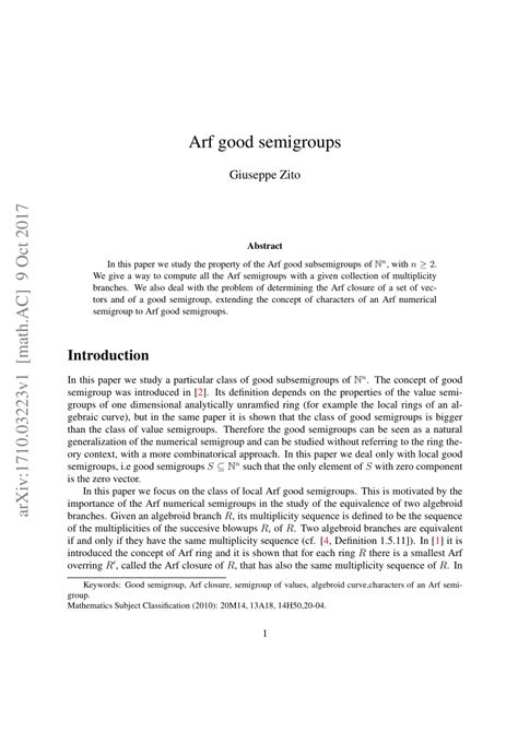 Pdf Arf Good Semigroups