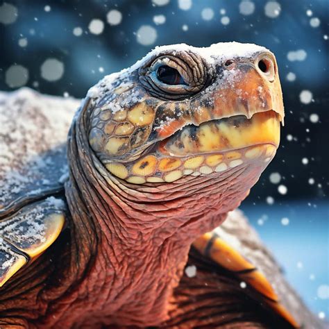 Close Up Of A Red Chested Turtle In The Snow Stock Illustration Illustration Of Beautiful