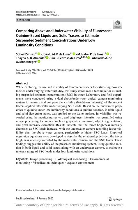 Pdf Comparing Above And Underwater Visibility Of Fluorescent Quinine Based Liquid And Solid