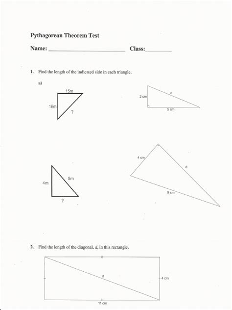 Pythagorean Theorem Practice Test 1 Pdf