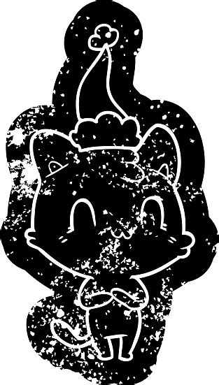 기발한 만화 산타 모자를 쓰고 행복 한 고양이의 고민 아이콘 고양이 새끼에 대한 스톡 벡터 아트 및 기타 이미지 고양이 새끼 귀여운 낙서 드로잉 Istock