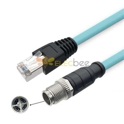 M12 8 Pin X Code Male To Rj45 Male High Flex Cat7 Industrial Ethernet