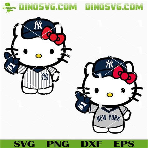Hello Kitty X New York Yankees Svg Cute Yankees Svg Png Dxf Eps Dinosvg
