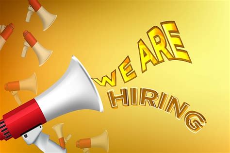 채용 모집 디자인 포스터입니다 벡터 일러스트입니다 오픈 공석 디자인 서식 파일입니다 우리는 확성기로 광고 기호를 고용 개념에 대한 스톡 벡터 아트 및 기타 이미지 Istock