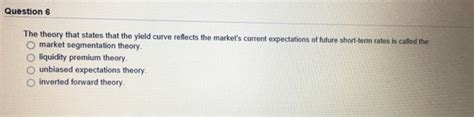 Solved The Theory That States That The Yield Curve Reflects