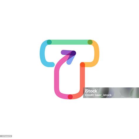 무지개 화살표로 만든 T 문자 라인 로고 알파벳 T에 대한 스톡 벡터 아트 및 기타 이미지 알파벳 T 로고 교통 신호