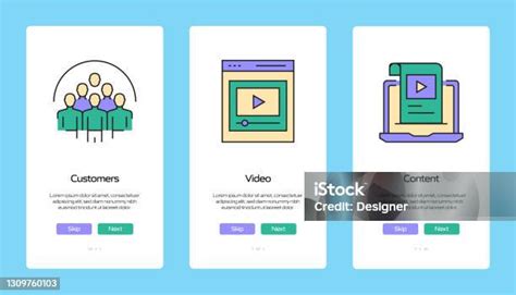 평면 아이콘이 있는 인바운드 마케팅 컨셉 온보딩 모바일 앱 페이지 화면 Ux Ui 디자인 템플릿 벡터 일러스트레이션 0명에 대한 스톡 벡터 아트 및 기타 이미지 Istock