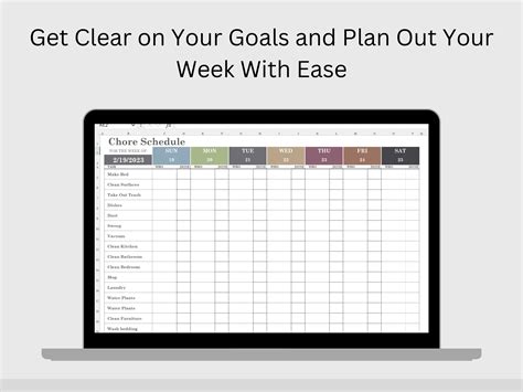 Weekly Chore Schedule Spreadsheet Chore Template Chore Tracker