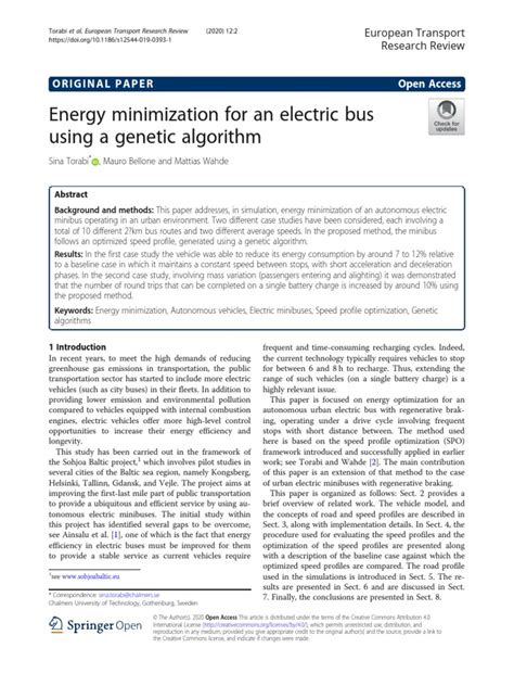Energy Minimization For An Electric Bus Using A Genetic Algorithm Pdf