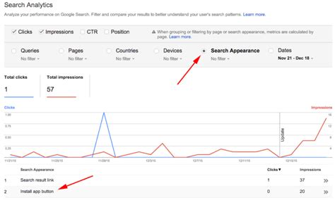 Google Search Console Analytics Report Now Shows App Install Button Data