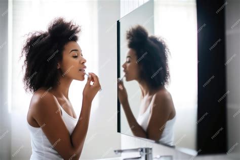 Premium Ai Image Cropped Shot Of A Woman Brushing Her Teeth At Home