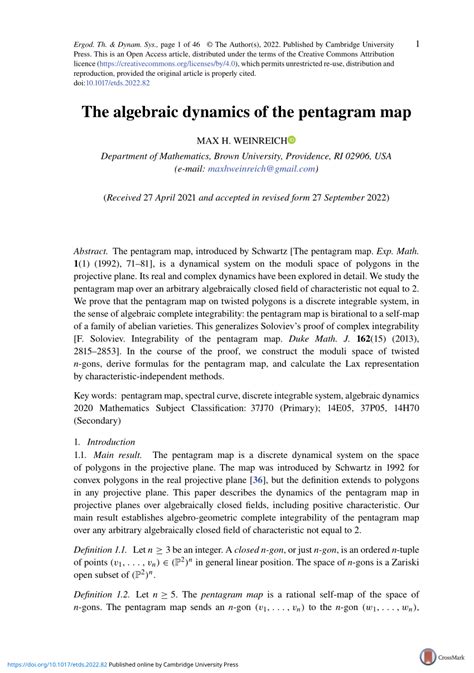 Pdf The Algebraic Dynamics Of The Pentagram Map