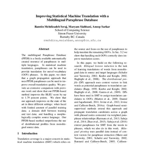 Improving Statistical Machine Translation With A Multilingual