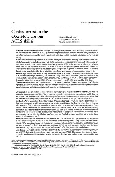 PDF Cardiac Arrest In The OR How Are Our ACLS Skills