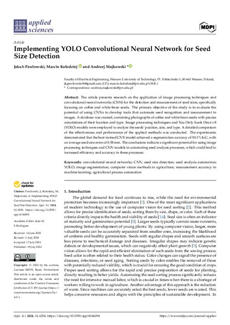 Pdf Implementing Yolo Convolutional Neural Network For Seed Size