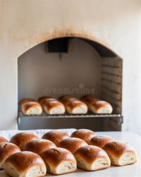 A Batch Of Fresh Artisan Bread Buns In An Oven Is Shown In A Cooking