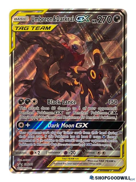 Pokemon Tcg Umbreon And Darkrai Gx Sm241 Jumbo Tag Team Holo Card