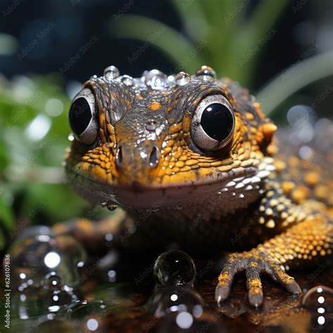 A Detailed Examination Of A Gecko Clinging To A Rainforest Terrariums