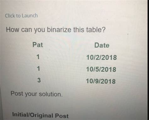 Solved Click To Launch How Can You Binarize This Table Pat