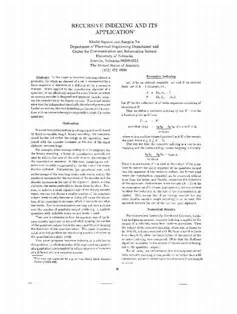 Recursive Indexing And Its Application Ieee Conference Publication Ieee Xplore