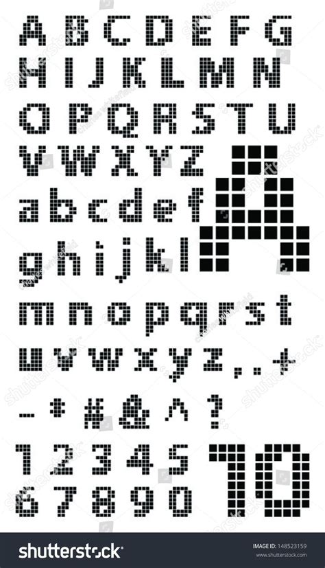 Pixel Font 8 Bit Pixel Alphabet Letters Vector Alphabet Set Squares Font Lettering Alphabet
