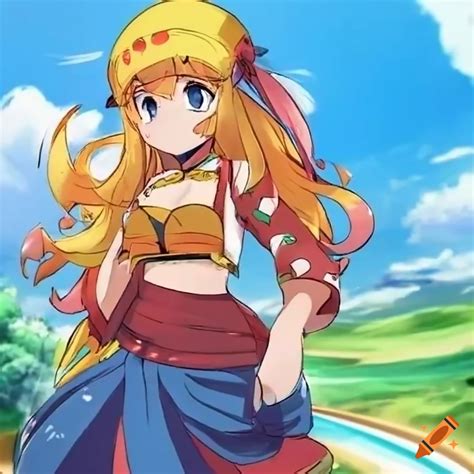 Waifu Original Character From The Pokémon Series In Summer Attire On