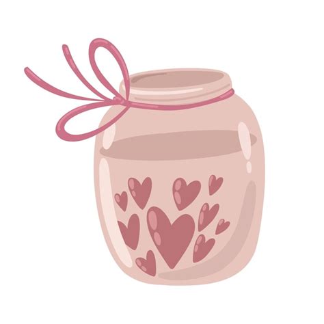 Premium Vector Jar With Ribbon And Hearts Valentine S Day Romance