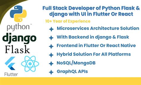 Do Full Stack Apps Of Python Django Flask With Ui In Flutter Or React Native By Kachydesignz