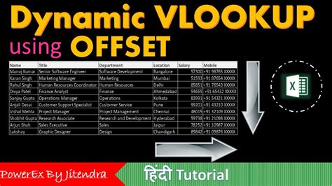 Dynamic Vlookup Explained Using Offset In Excel Youtube