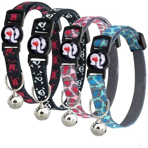 4 Pack Cotton Cat Collar Breakaway Kitten Cat Collar With Bell Ideal