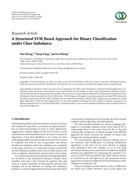 Pdf A Structural Svm Based Approach For Binary Classification Under Class Imbalance