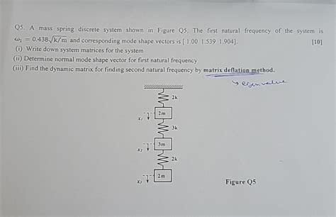 Solved Q5 a Mass Spring Discrete System Shown In Figure Solved Q5 a Mass Spring Discrete System Shown In Figure